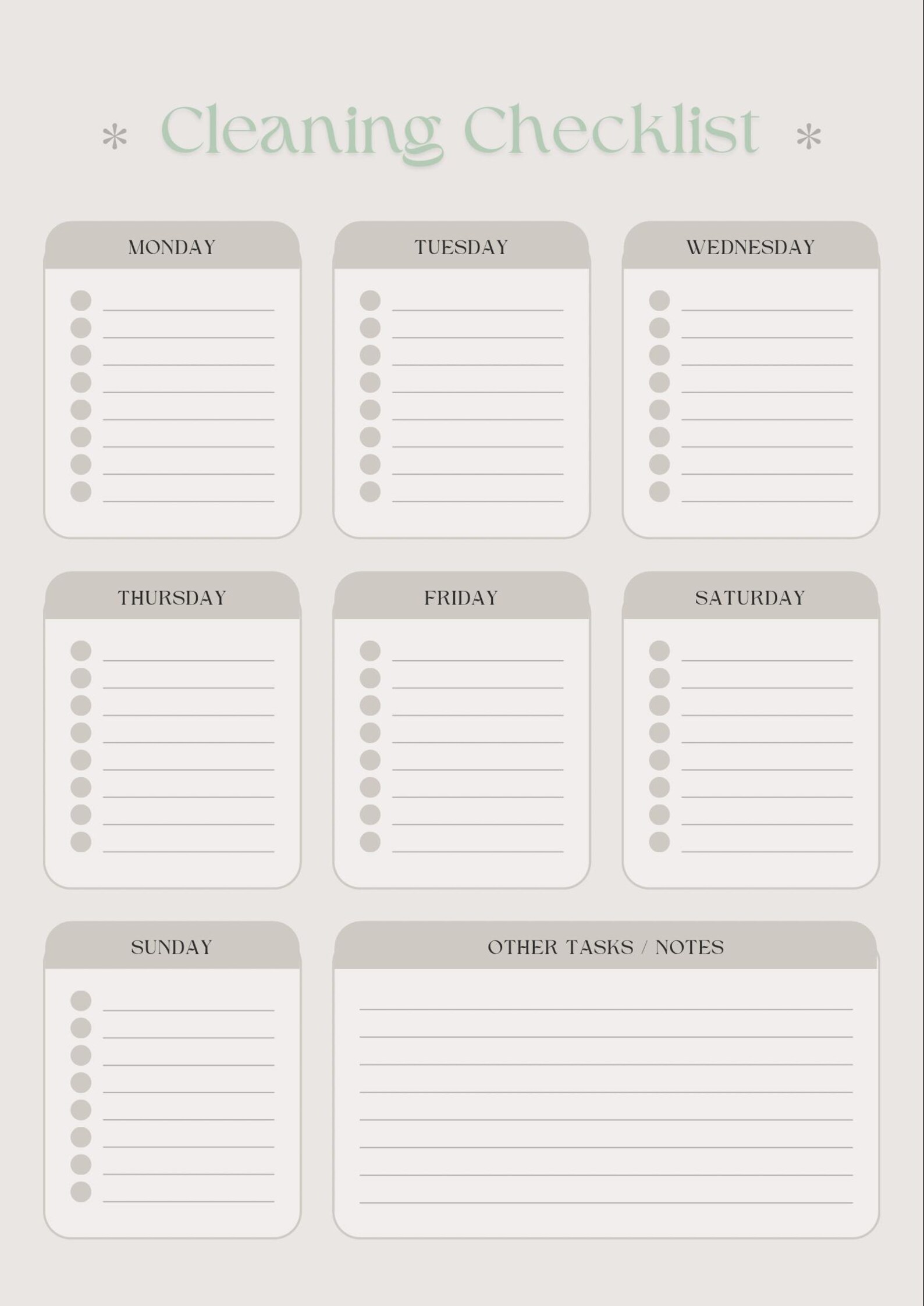 Cleaning Checklist - Etsy