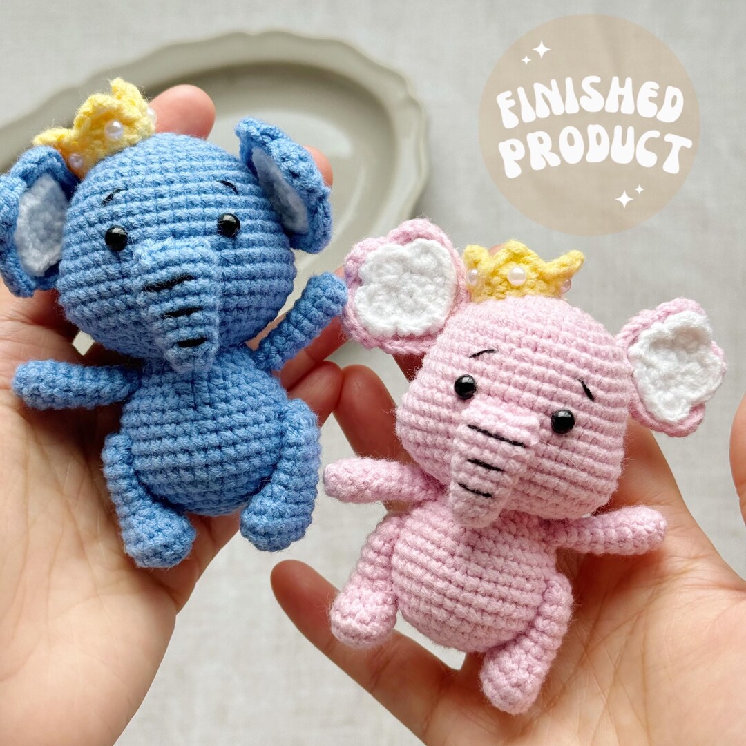 Prince and Princess Baby Elephant Crochet Toy/blue Pink Elephant ...