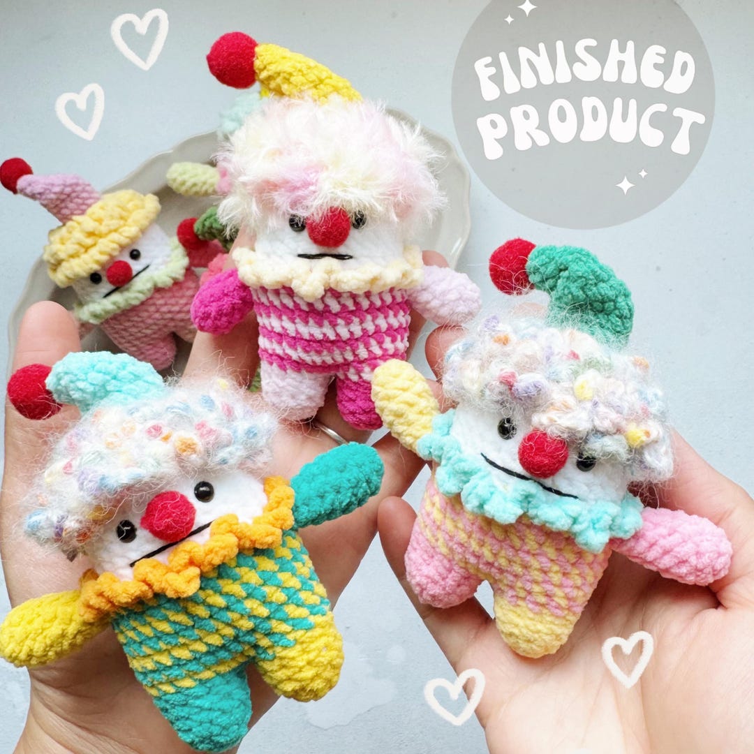 Crochet Circus Clown With Hat Toy/cute Clown Doll Amigurumi/not Scary ...