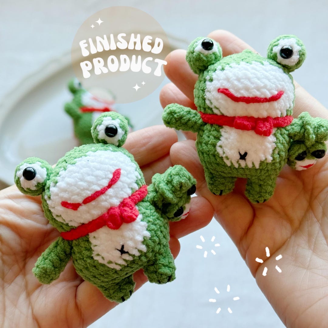 Happy Green Frog With Frog Purse Crochet Toy/frog Amigurumi/emotional ...