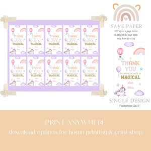 Unicorn Birthday Favor Tags Pastel Rainbow Unicorn Decor, Cute Unicorn ...