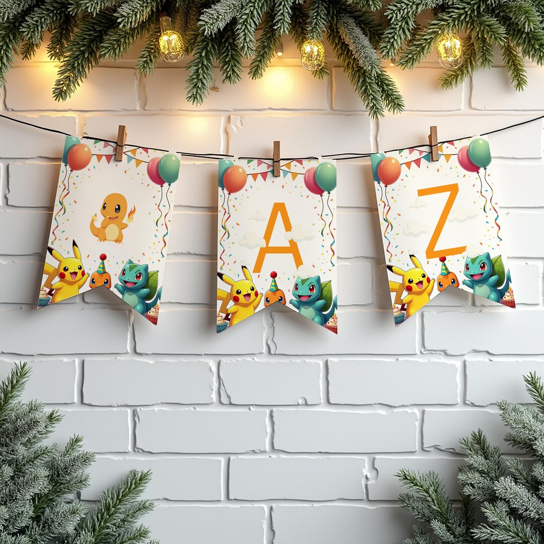 Pokemon Birthday Banner, Pikachu Birthday, Bulbasaur , High Chair ...