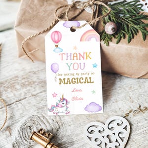 Unicorn Birthday Favor Tags Pastel Rainbow Unicorn Decor, Cute Unicorn ...