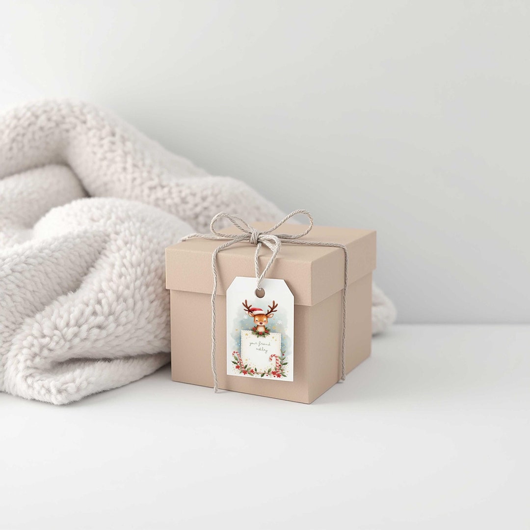 Customizable Holiday Reindeer Gift Tag, Reindeer Gift Tags, Christmas ...