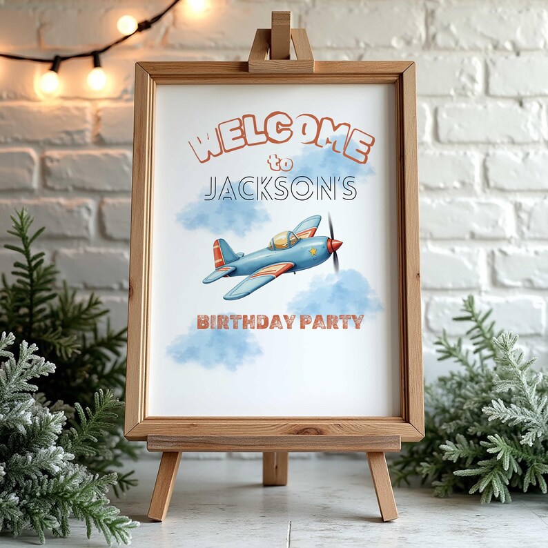 Editable Airplane Birthday Outdoor Welcome Sign, Airplane Birthday ...