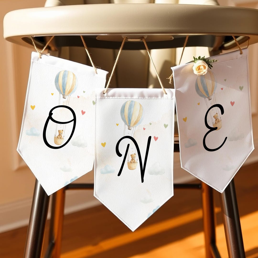 Beary First Birthday Banner Teddy Bear High Chair Decor 1st Birthday ...