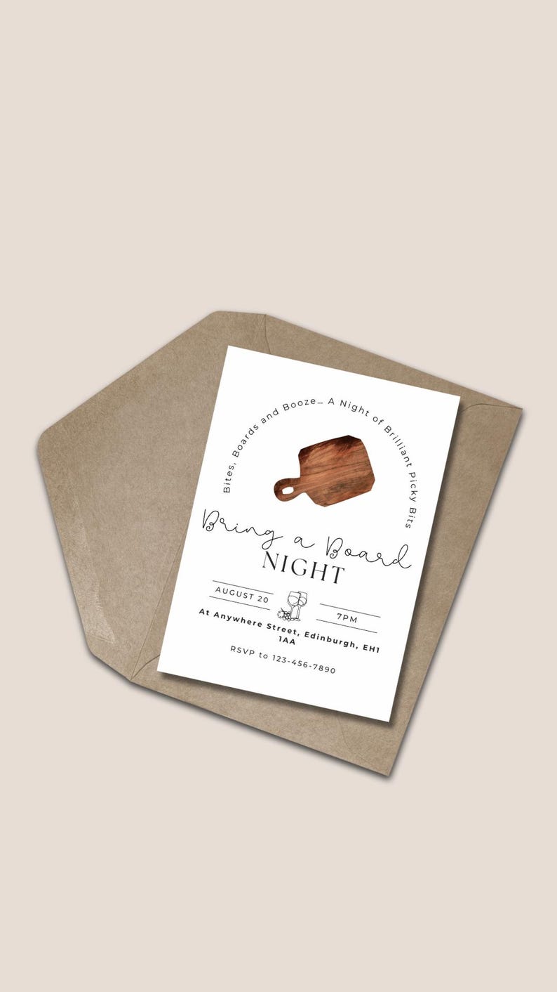 Editable Bring a Board Night Party Invitation, Charcuterie Night Invite ...