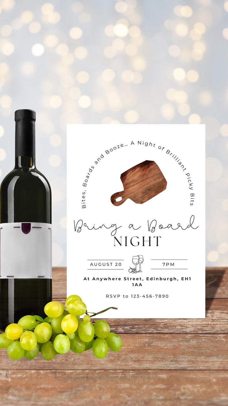 Editable Bring a Board Night Party Invitation, Charcuterie Night Invite ...