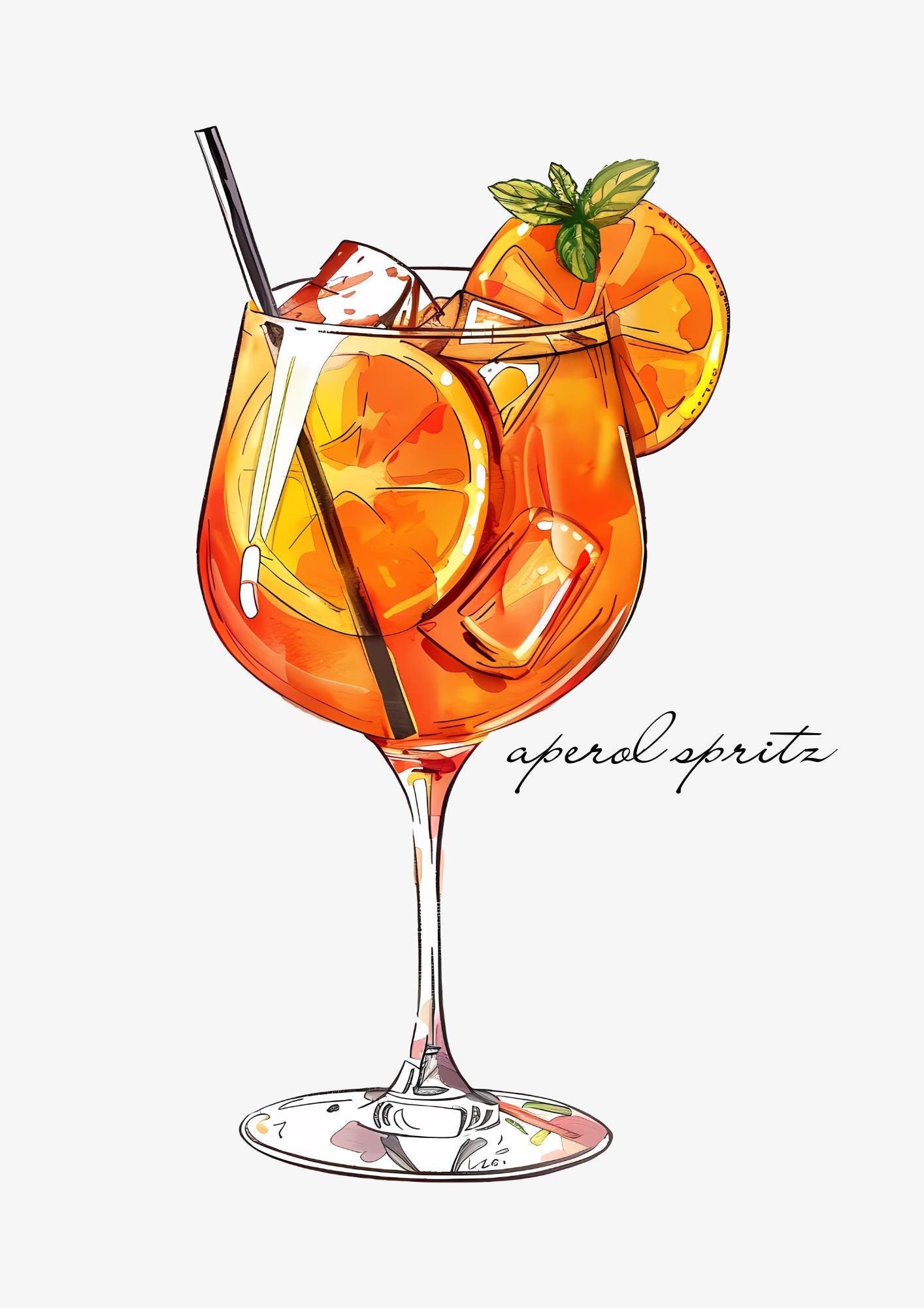 Aperol Spritz Digital Art Poster - Etsy