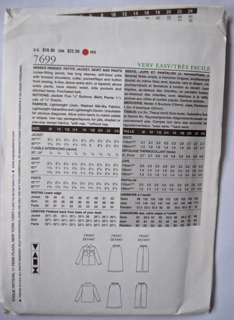 Koko Beall Very Easy Vogue 7699 Sewing Pattern Misses' Loose Fitting ...
