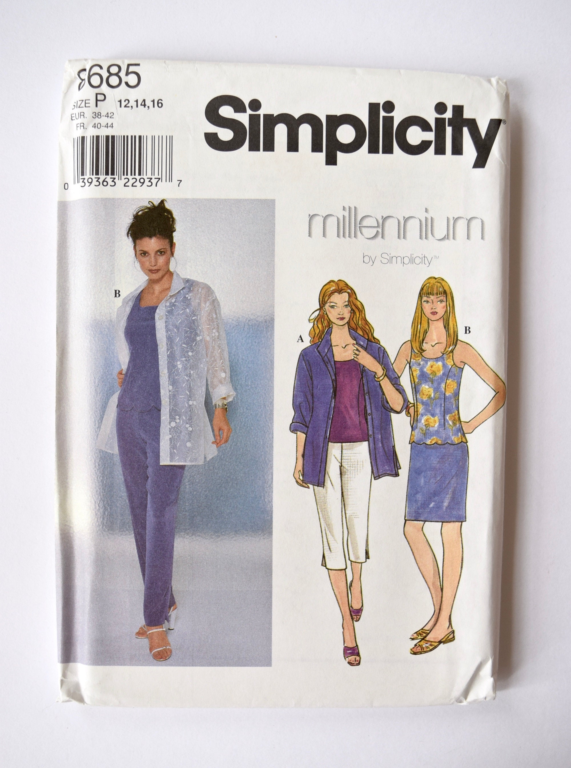 Simplicity 8685 Sewing Pattern 1990s Top Sheer Shirt Slim - Etsy