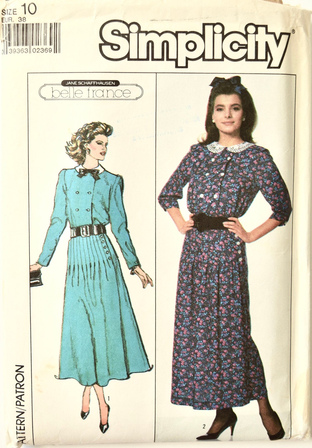 Simplicity 8200 Sewing Pattern Vintage 1980's Two Piece Dress Double ...