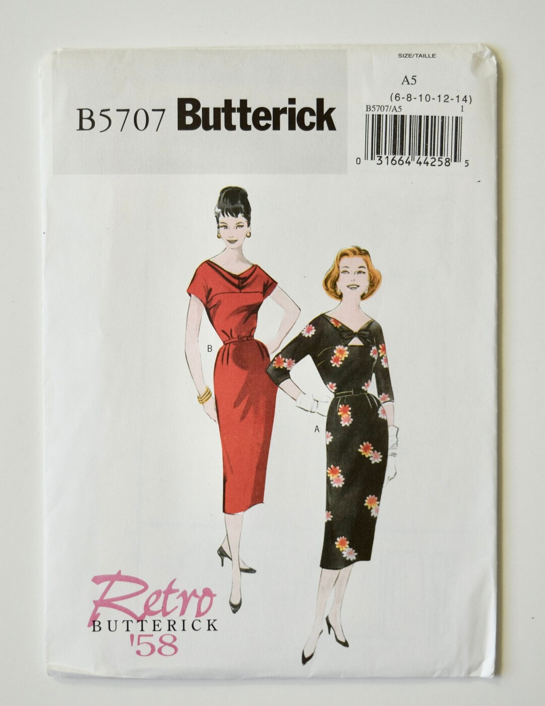 Retro Butterick B5707 Sewing Pattern Vintage 1950's Reproduction Dress ...