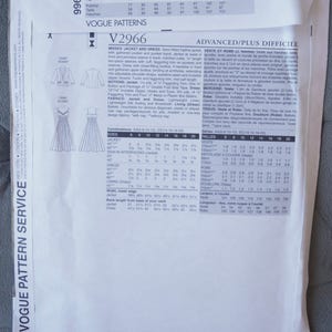 DKNY Donna Karan New York Sewing Pattern Vogue 2966 Misses' Semi-fitted ...