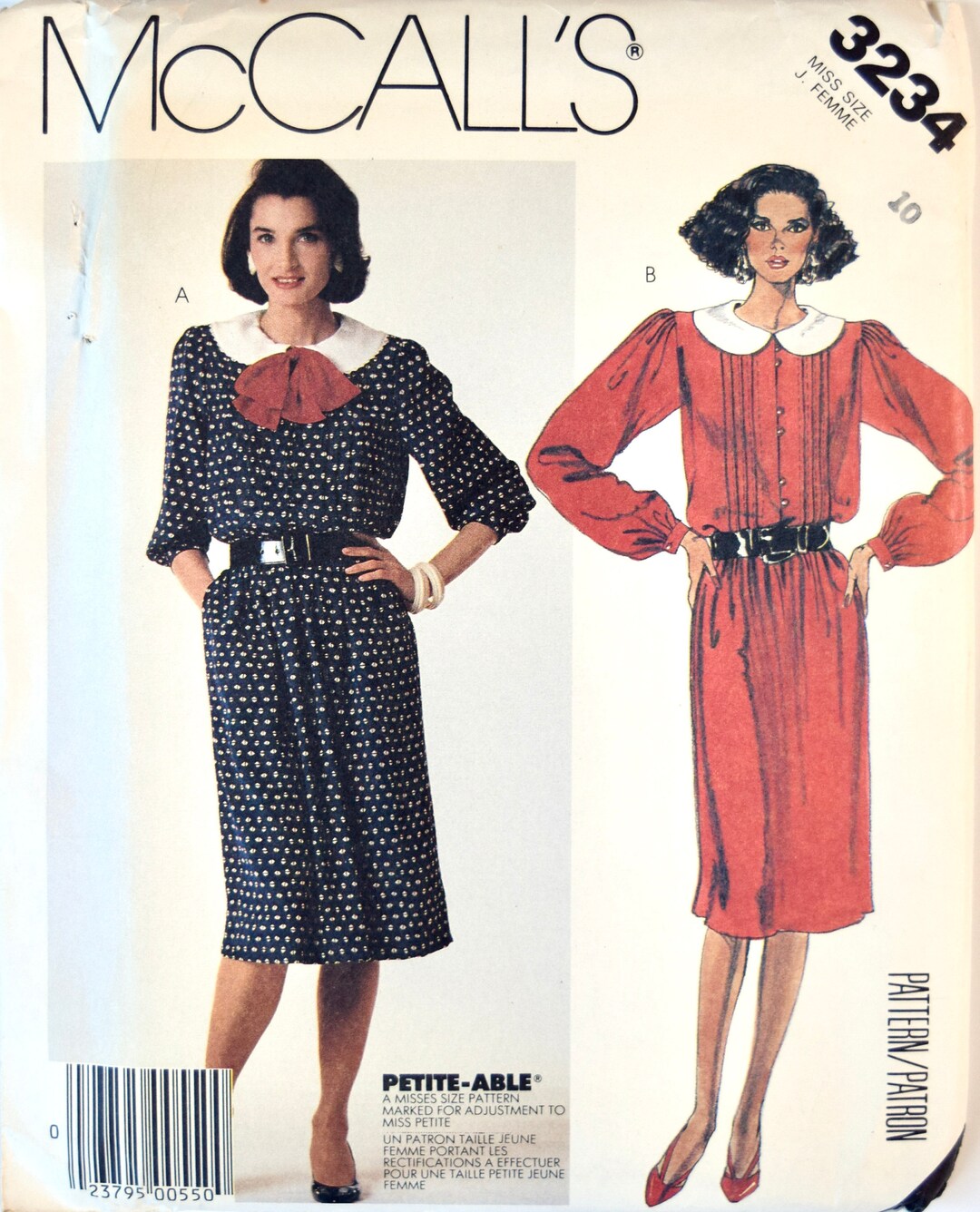 Vintage 1980s Dress Sewing Pattern Mccalls 3234 Size 10 Etsy