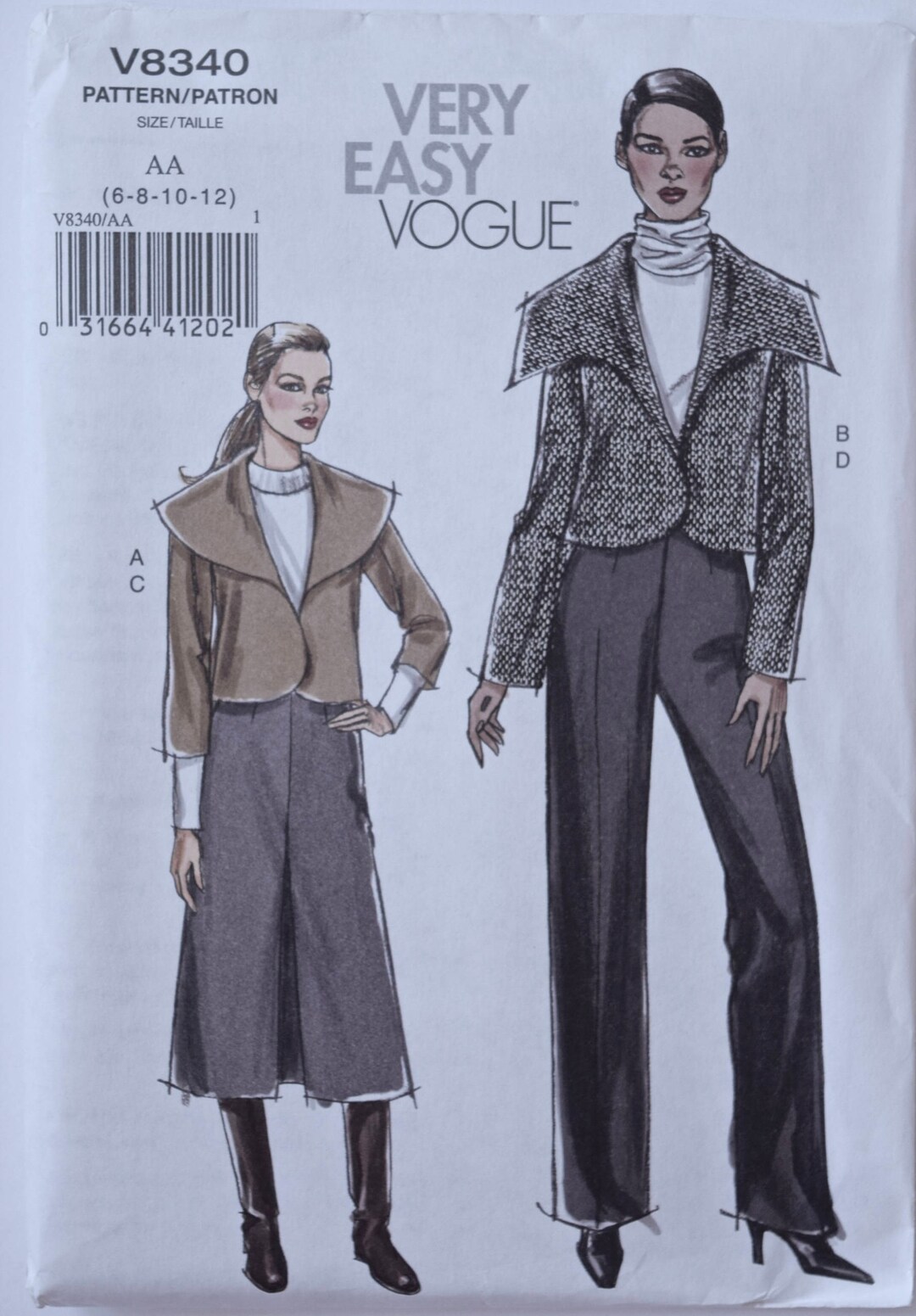 2006 Very Easy Vogue 8340 Sewing Pattern Misses' Unlined Jacket With ...