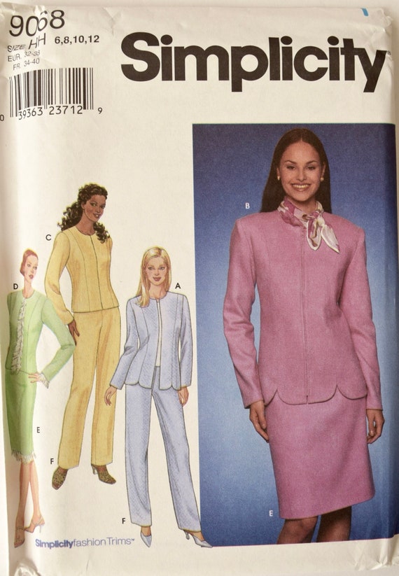 Simplicity 9068 Sewing Pattern / 1990s Suit Scalloped Hem Zip | Etsy
