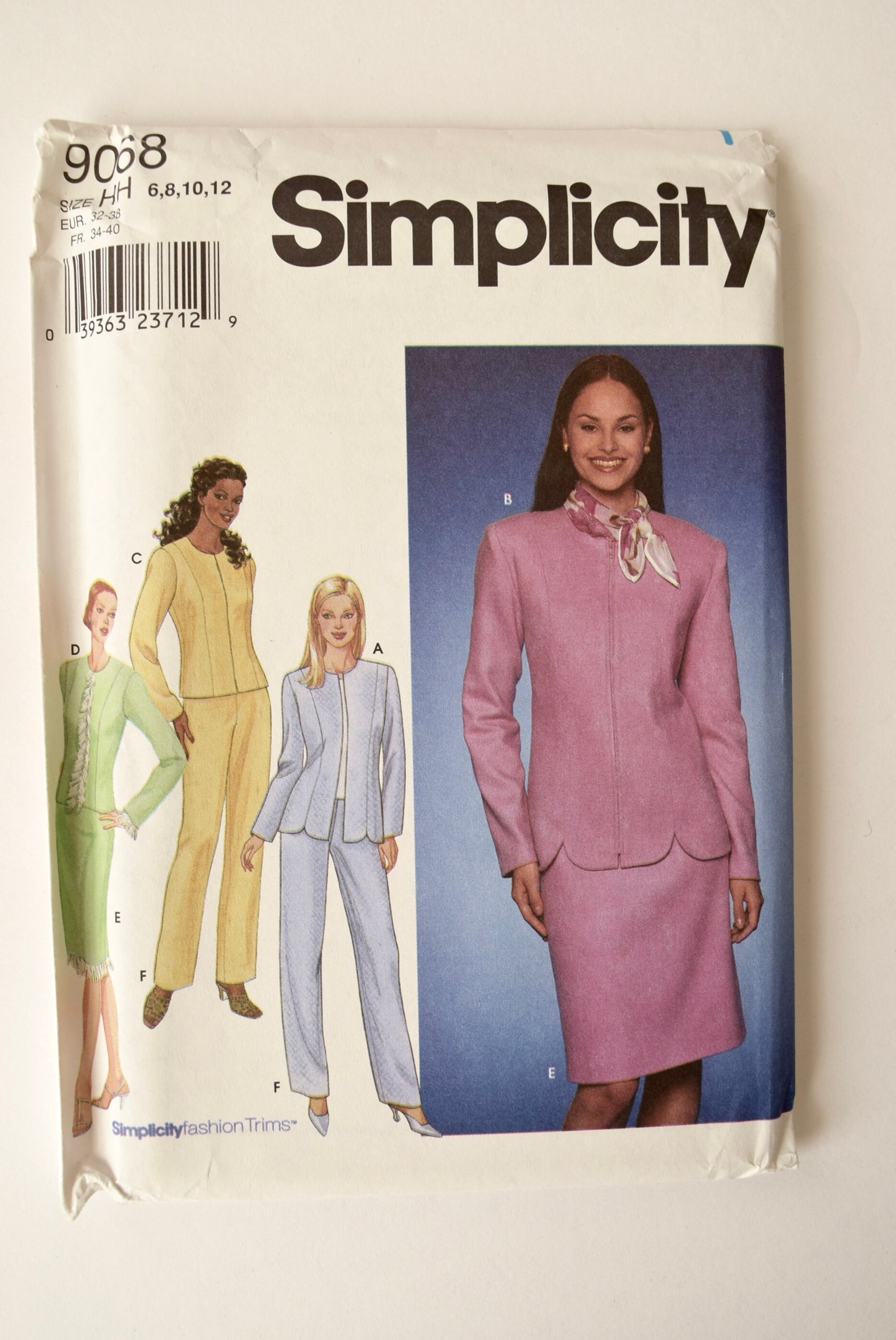 Simplicity 9068 Sewing Pattern / 1990s Suit Scalloped Hem Zip Front ...