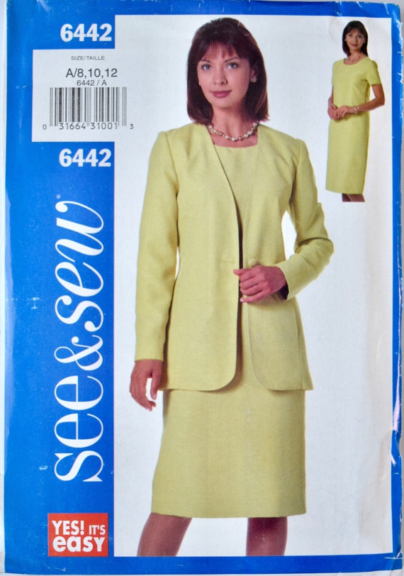 See and Sew 6442 Sewing Pattern Misses' Lined Collarless | Etsy