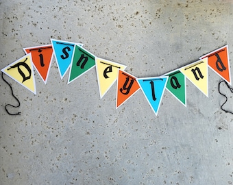Boho Retro Disneyland Pennant Flag Printable Disneyland Party Decor ...