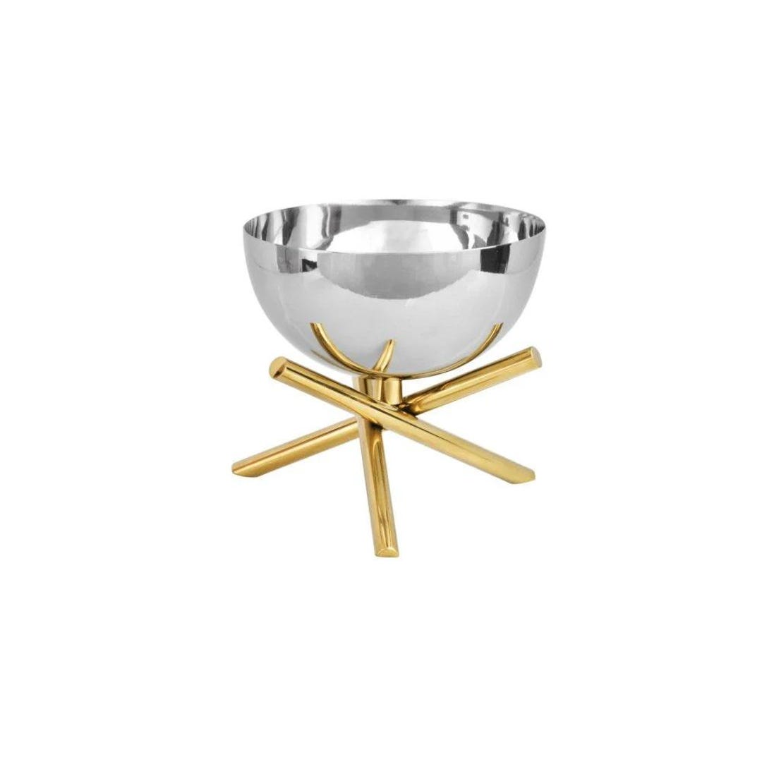 Kensho Brushed Stainless Steel Cross Leg Bowl - Silver/gold - Etsy