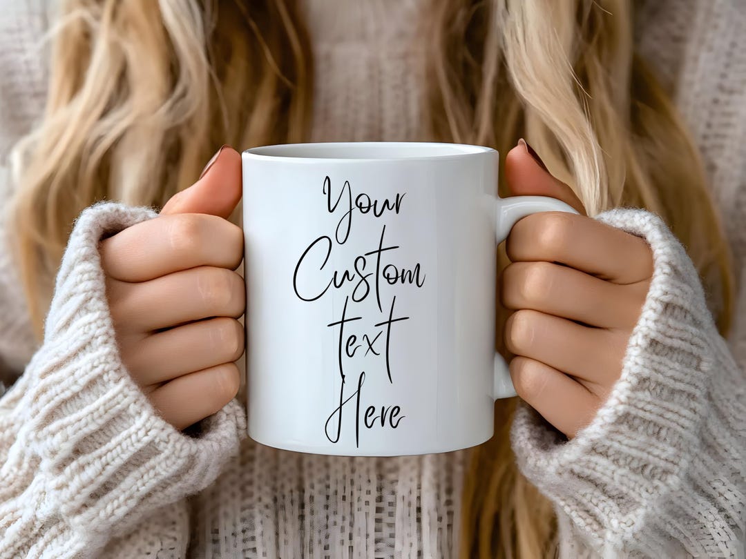 Cursive Font Mugs Custom Coffee Mugs Your Text Here Coffee Mugs Custom ...