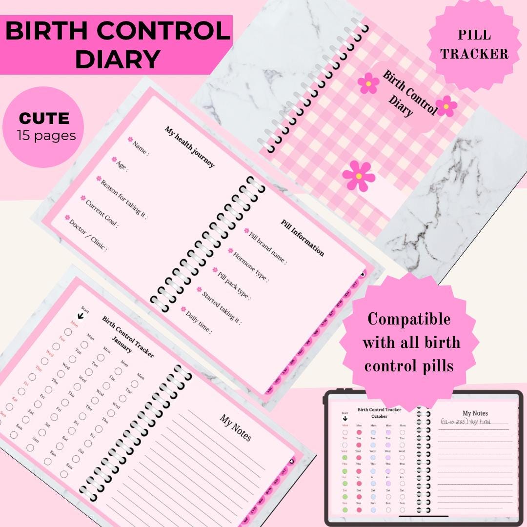 Digital Birth Control Pill Tracker: Symptom & Daily Log (21/28-day ...