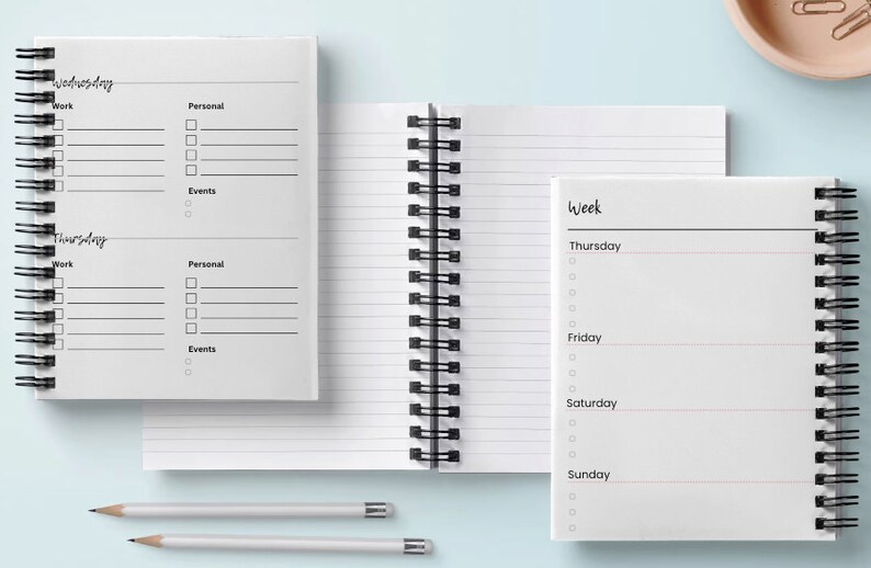 Weekly Bullet Journal Spread Printable Planner Layout Minimalist Weekly ...