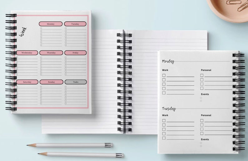 Weekly Bullet Journal Spread Printable Planner Layout Minimalist Weekly ...