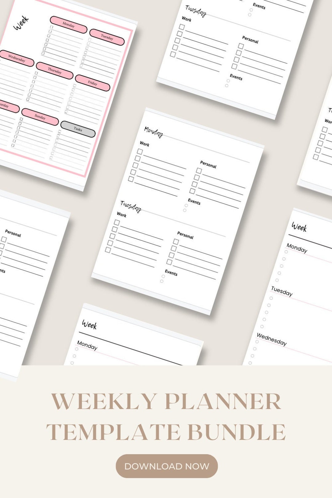 Weekly Bullet Journal Spread Printable Planner Layout Minimalist Weekly ...