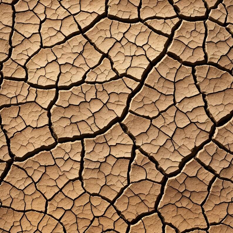 Cracked Dry Earth Digital Background Deep Fissures and Rough Surface ...