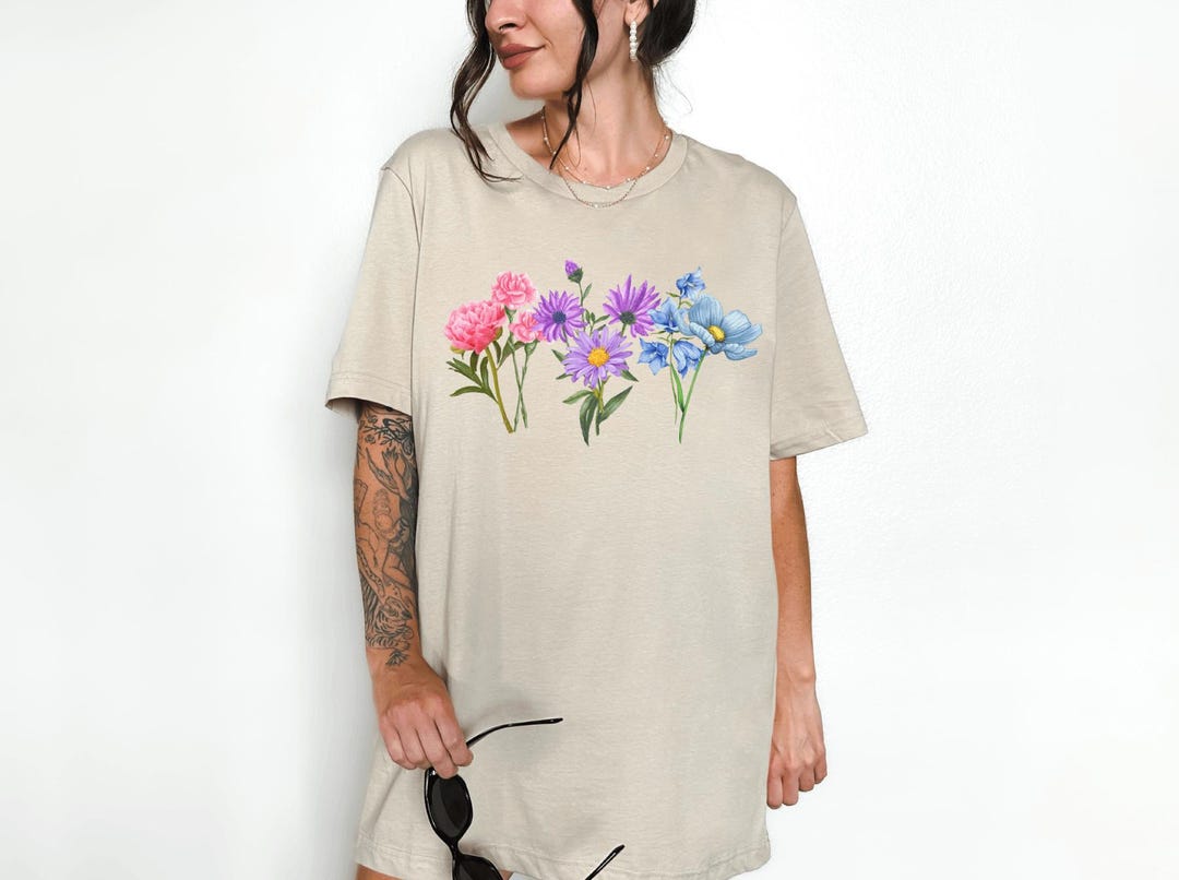 Floral Bi Pride Tee, Bisexual Pride T-shirt, Floral Shirt, LGBTQ Pride ...