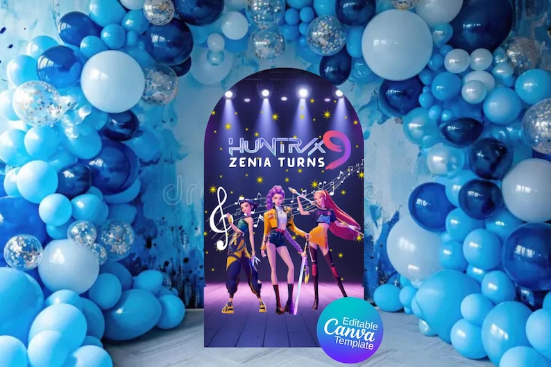 Kpop Birthday Backdrop | Huntrix Theme, Editable Canva Template ...
