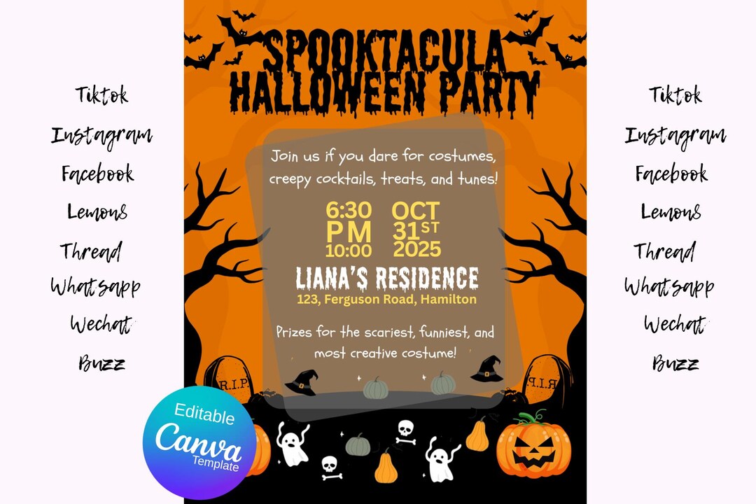 Editable Spooktacular Halloween Party Invitation (digital Download) - Etsy