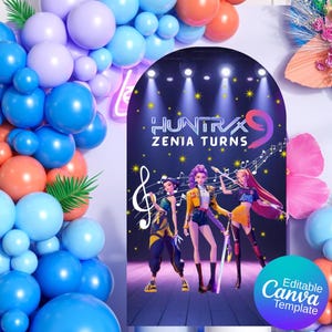 Kpop Birthday Backdrop | Huntrix Theme, Editable Canva Template ...