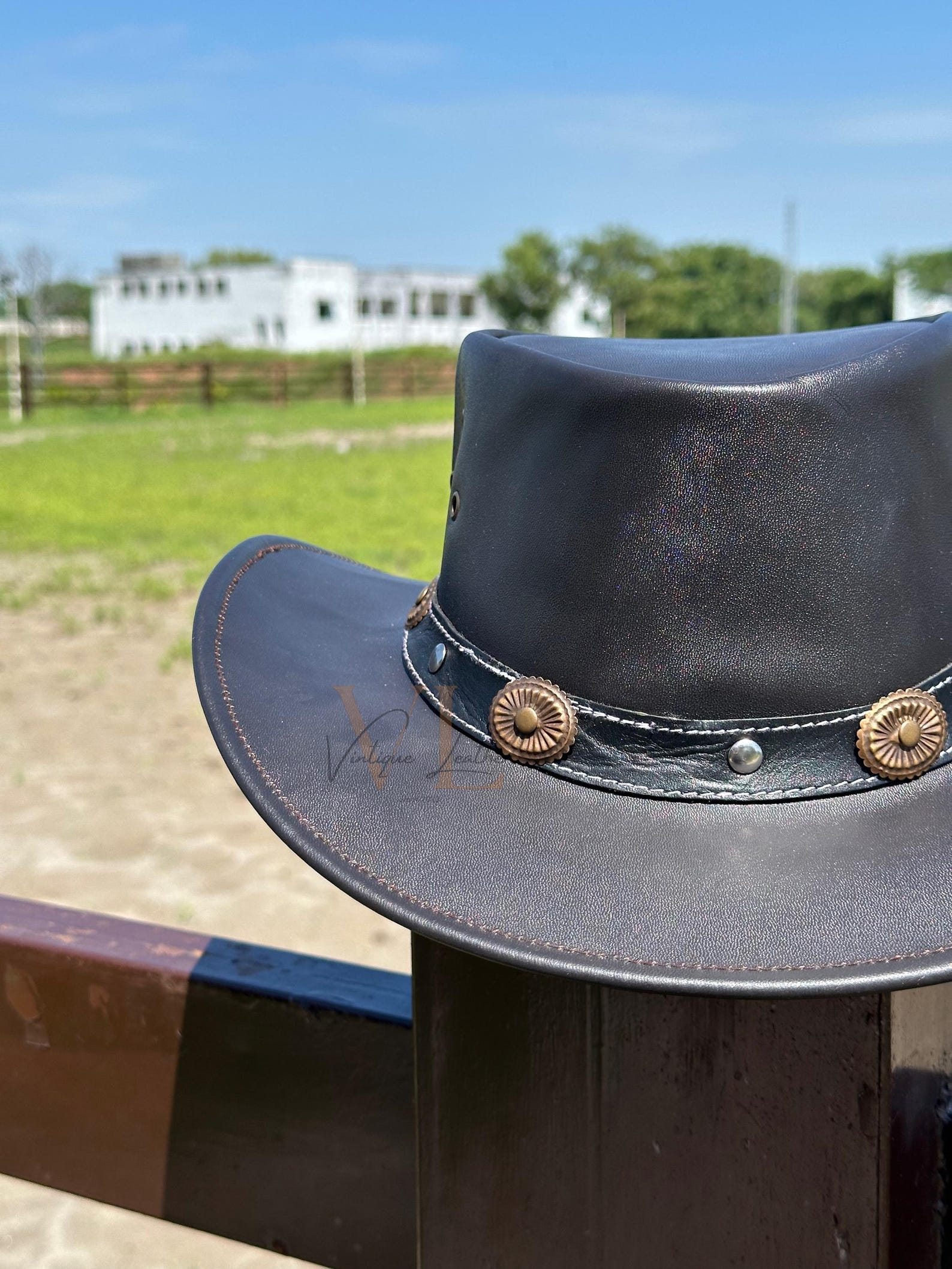 Men's Real Leather Cowboy Western Style Hat Tan Vintage Style Cowboy ...