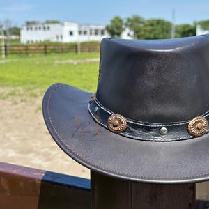 Men's Real Leather Cowboy Western Style Hat Tan Vintage Style Cowboy ...