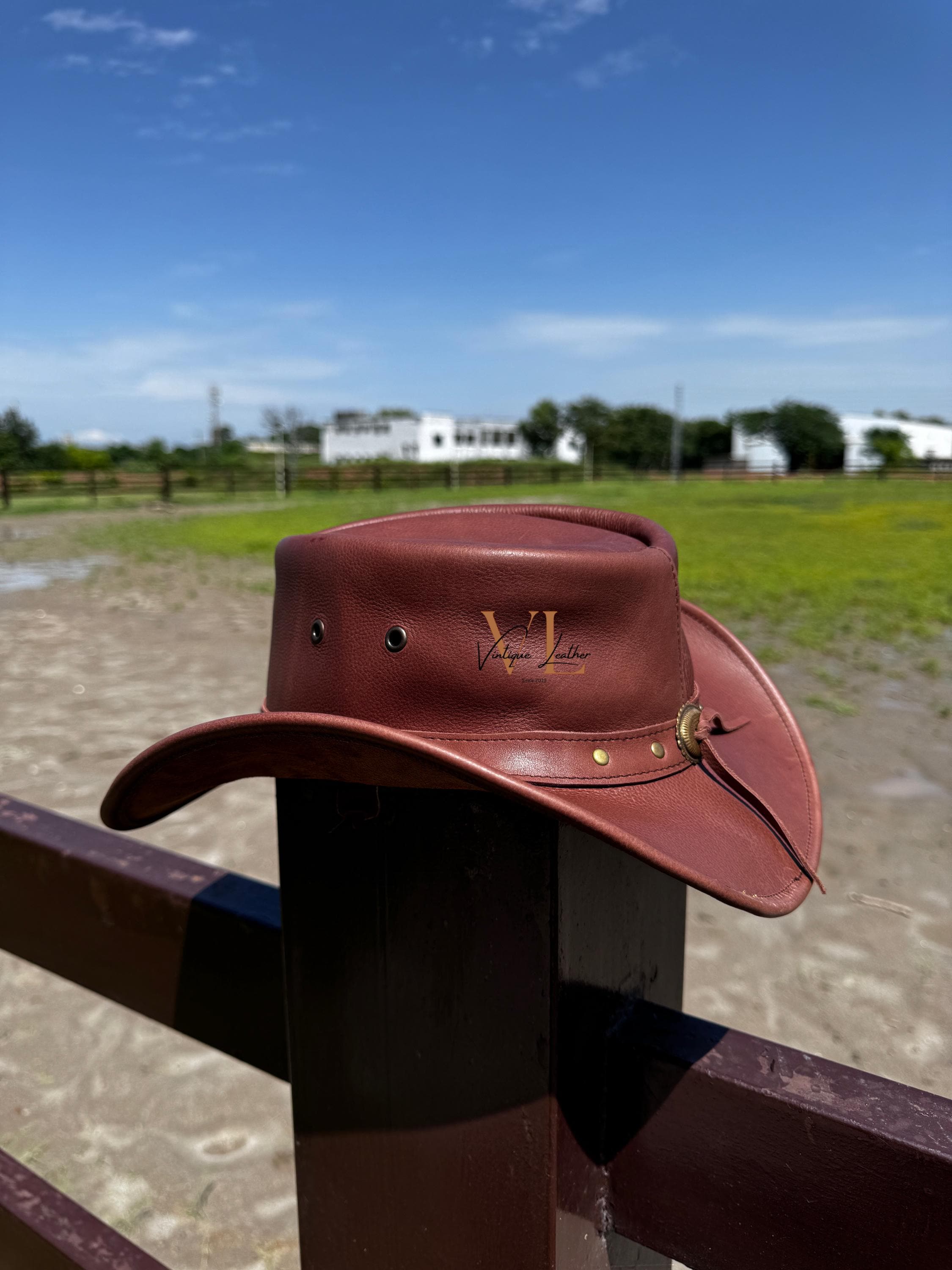 Australian Cowboy Hat Genuine Cowhide Leather Western Style Handmade ...