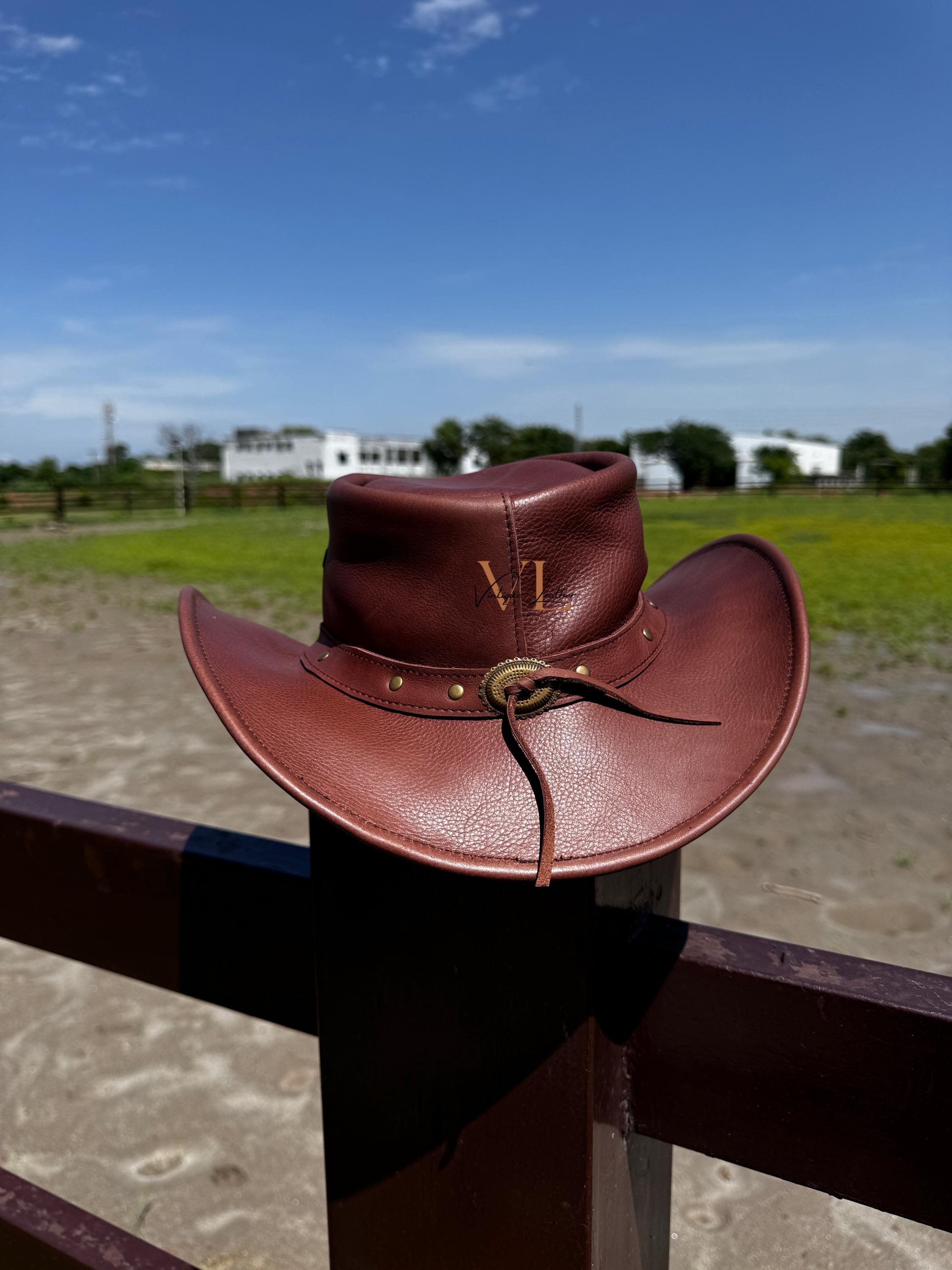 Australian Cowboy Hat Genuine Cowhide Leather Western Style Handmade ...