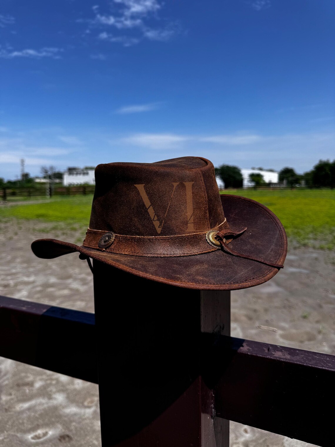 Brown Cowboy Hat Western Style Genuine Premium Cowhide Leather Hats for ...