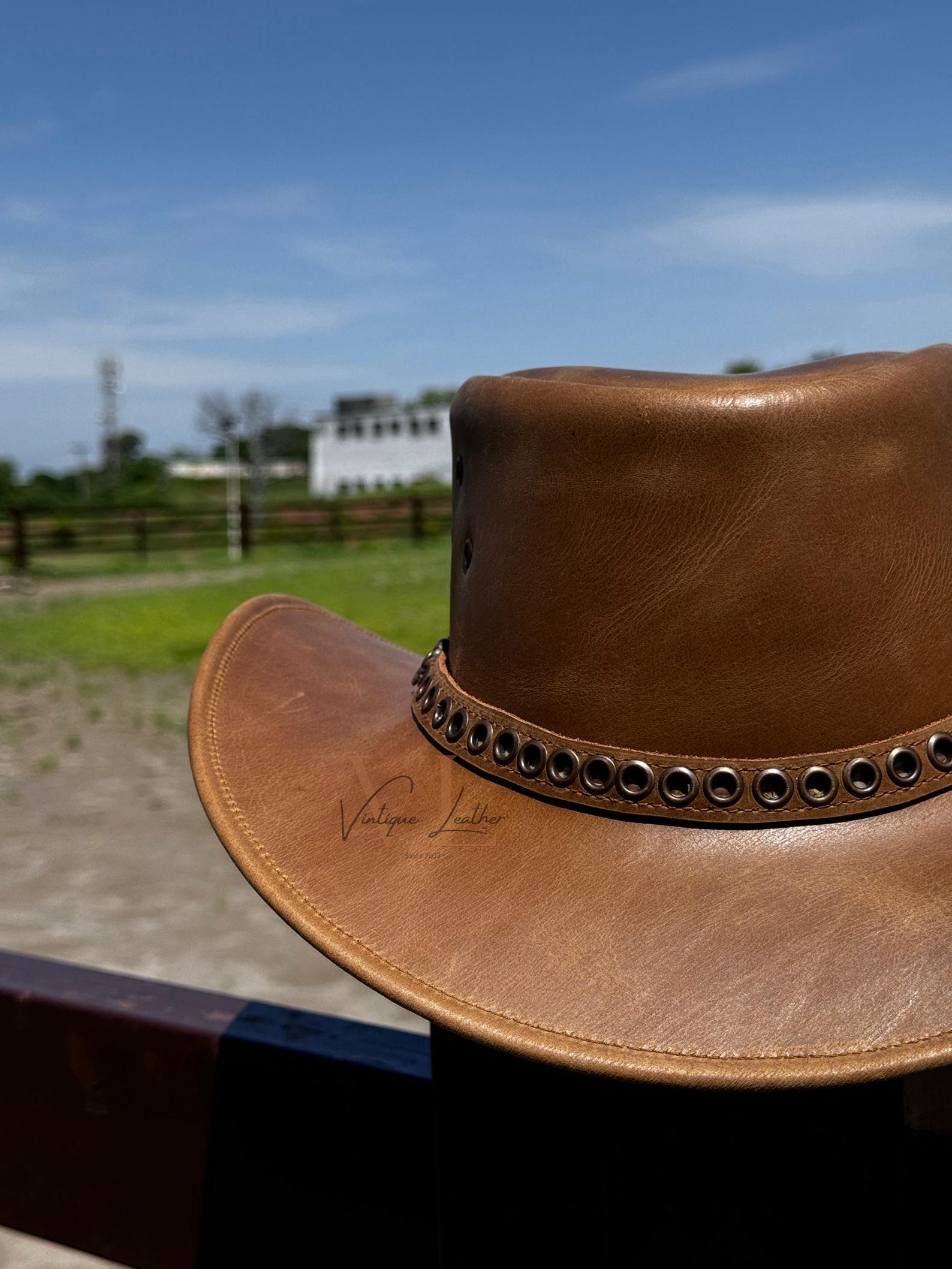Vintage Genuine Leather Cow Western Cowboy Brown Hat Handmade Cowboy ...