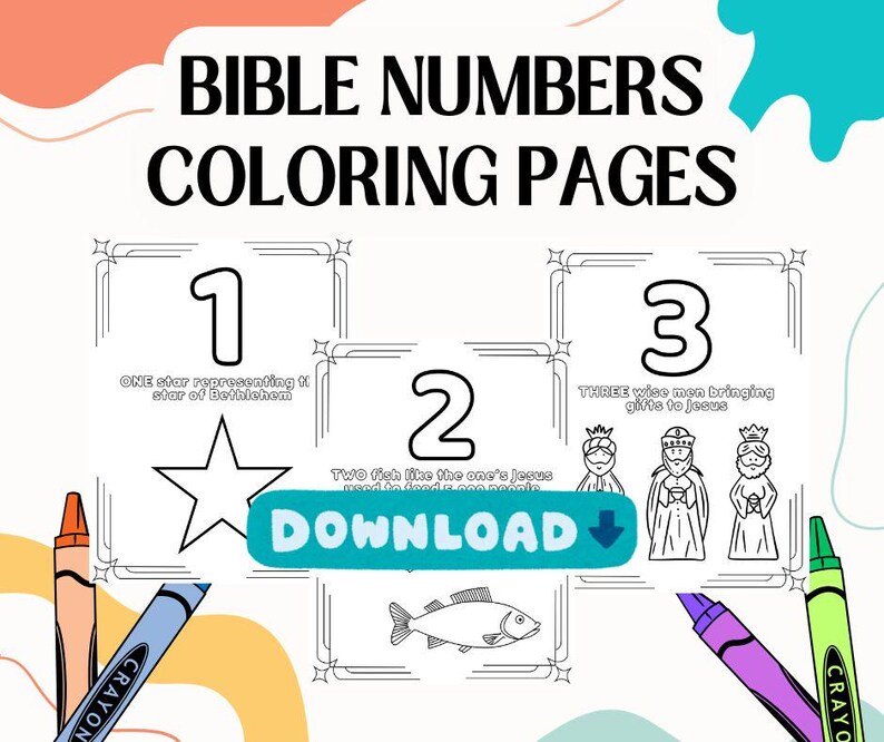 Bible Coloring Pages | Christian Numbers Activity | Sunday School ...
