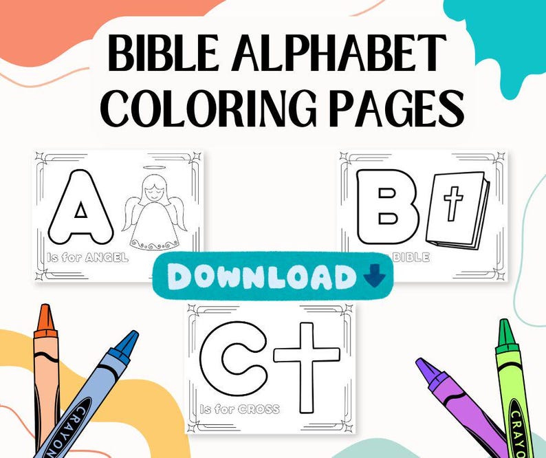 Bible Alphabet Coloring Pages for Toddlers, Preschoolers, and Kids - Etsy