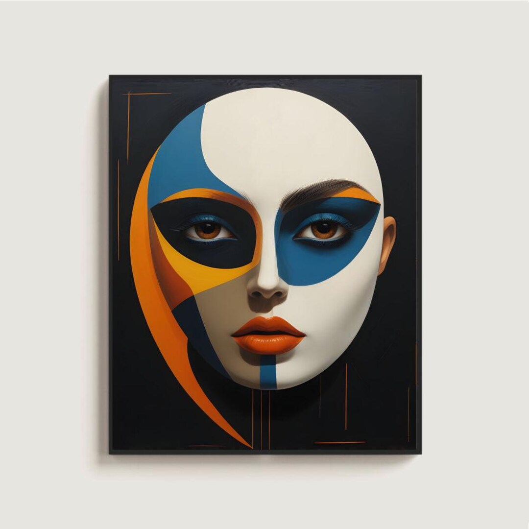Abstract Expression Face Art Print Modern Minimalist Digital Art ...