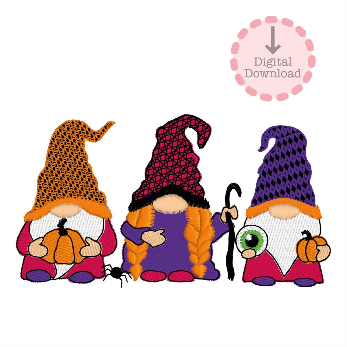 Three Gnome, Boo Gnome,gnomes, Halloween, Gnome, Pumpkin Embroidery ...