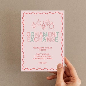 Editable Ornament Exchange Invitation for Holiday Party Christmas Party ...