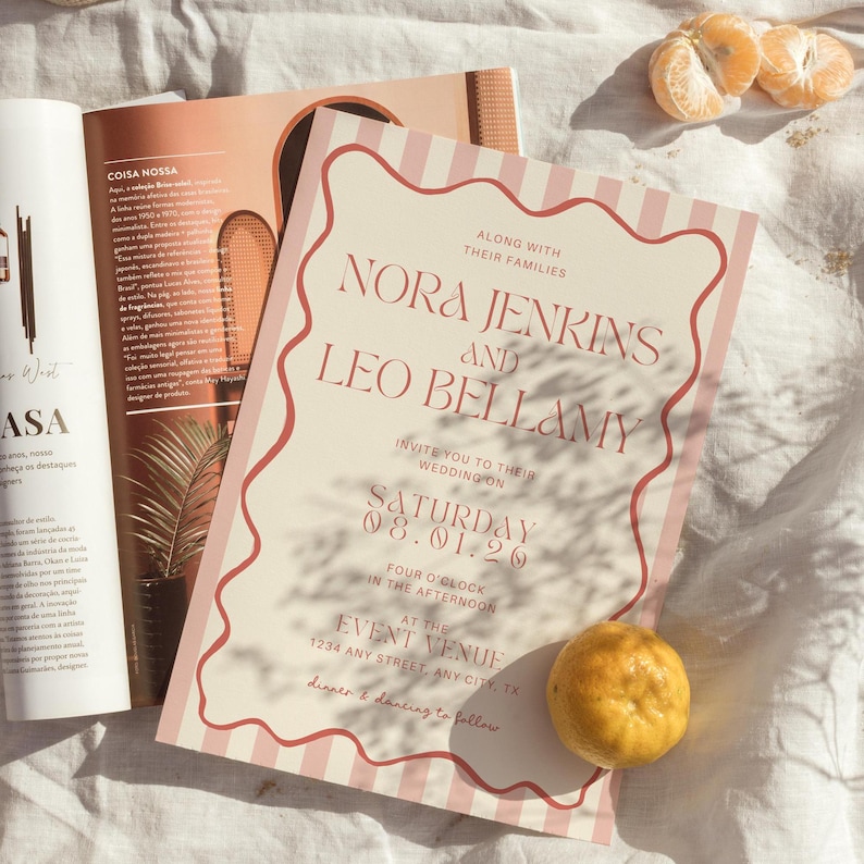 Wedding Invitation Suite Template, Modern Wedding Stationary, Whimsical ...