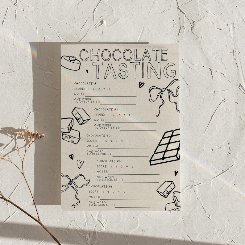 Chocolate Tasting Score Card Template, Wine Tasting, Printable Game ...