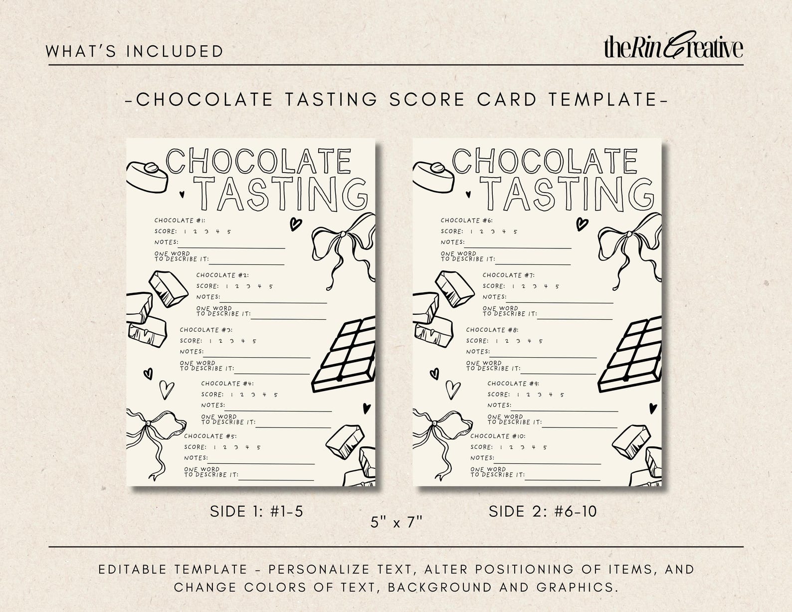 Chocolate Tasting Score Card Template, Wine Tasting, Printable Game ...