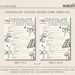 Chocolate Tasting Score Card Template, Wine Tasting, Printable Game ...